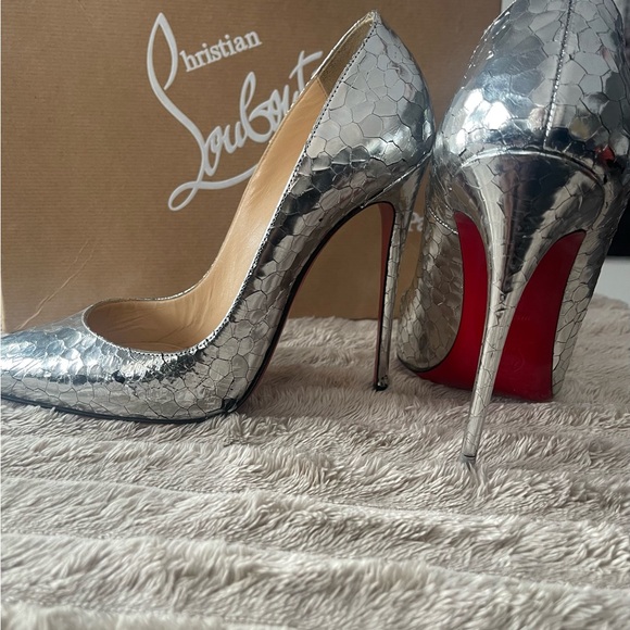 Christian Louboutin | Shoes | Christian Louboutin Silver Stiletto Heels ...